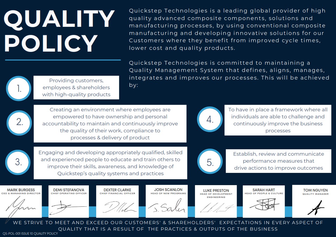 Quickstep aerospace manufacturing- Accreditations - ISO Accreditation ...